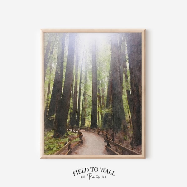 Printable Redwood Tree Watercolor - Etsy