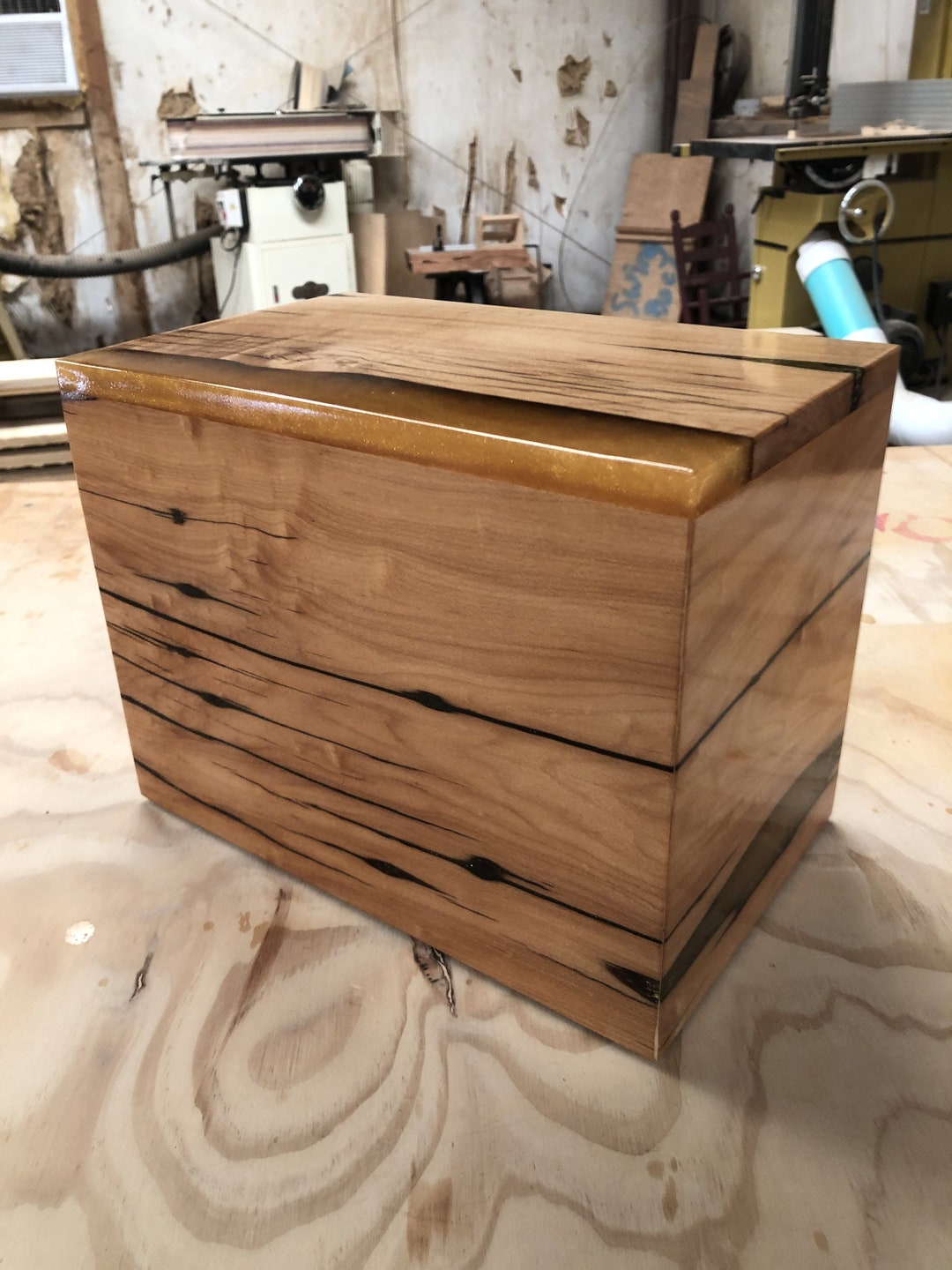 Reclaimed Barnwood Cremation Urn and Gold Resin - Etsy