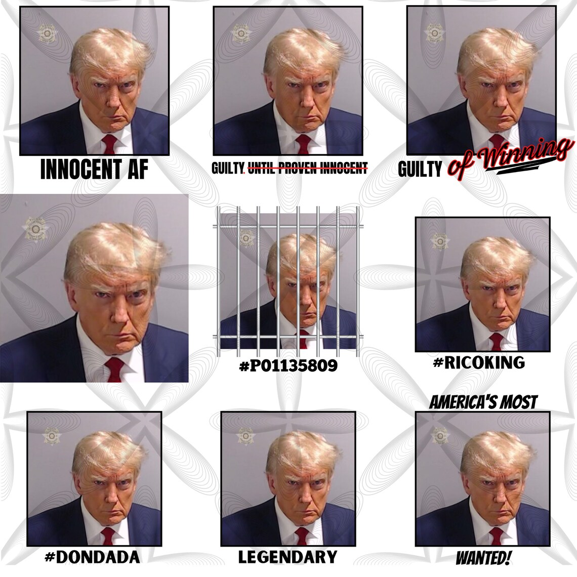 Donald Trump Mugshot Graphics Bundle: T-shirt/hoodie Designs (digital ...