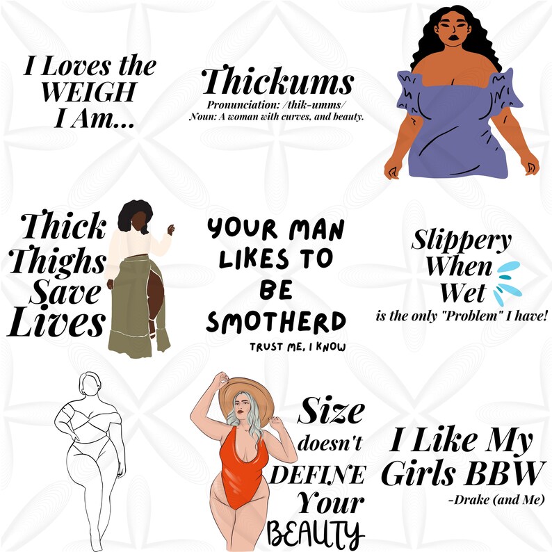 30 Plus Size Quotes Bundle SVG JPG PNG Files T-shirts Rolling - Etsy