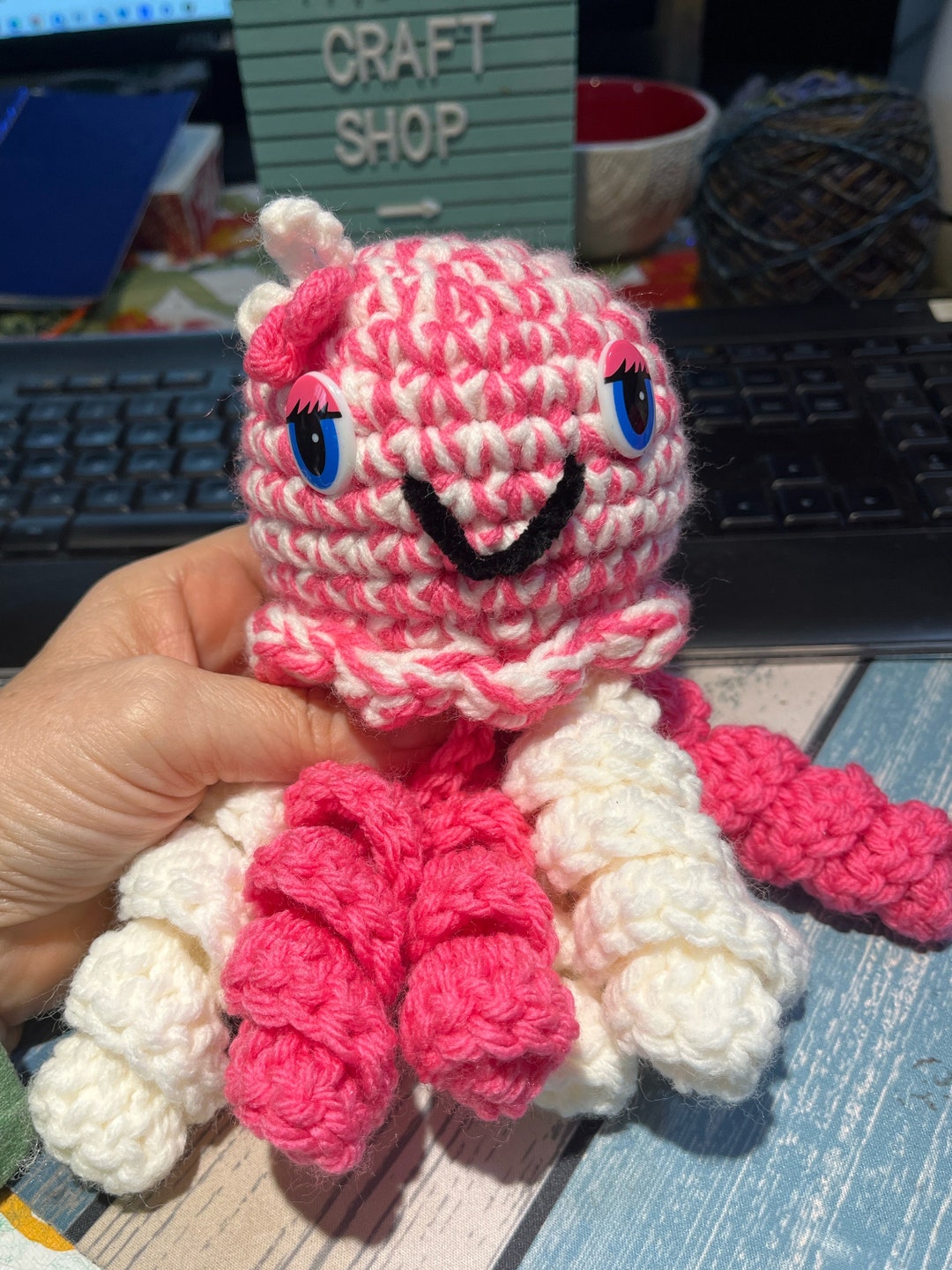 Crocheted Pink, and White Barbie Octopus - Etsy