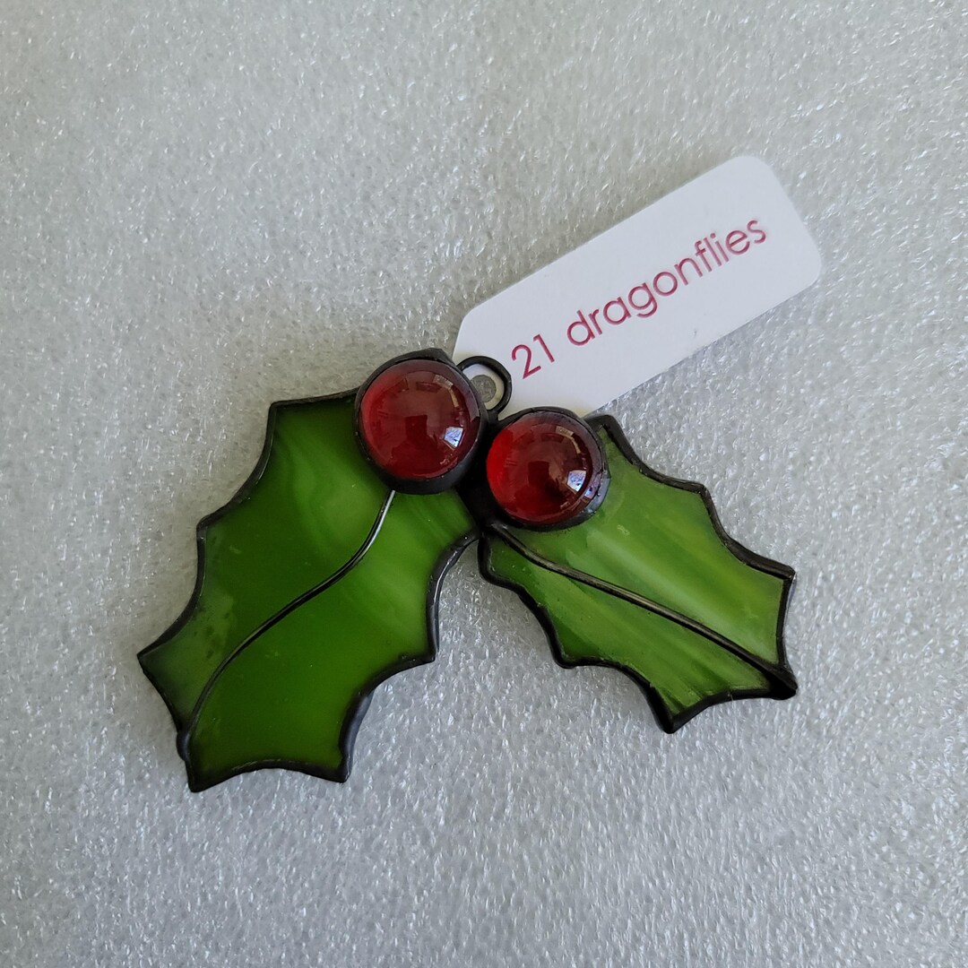 Stained Glass Holly With Red Berries / Ornament / Suncatcher / Window ...