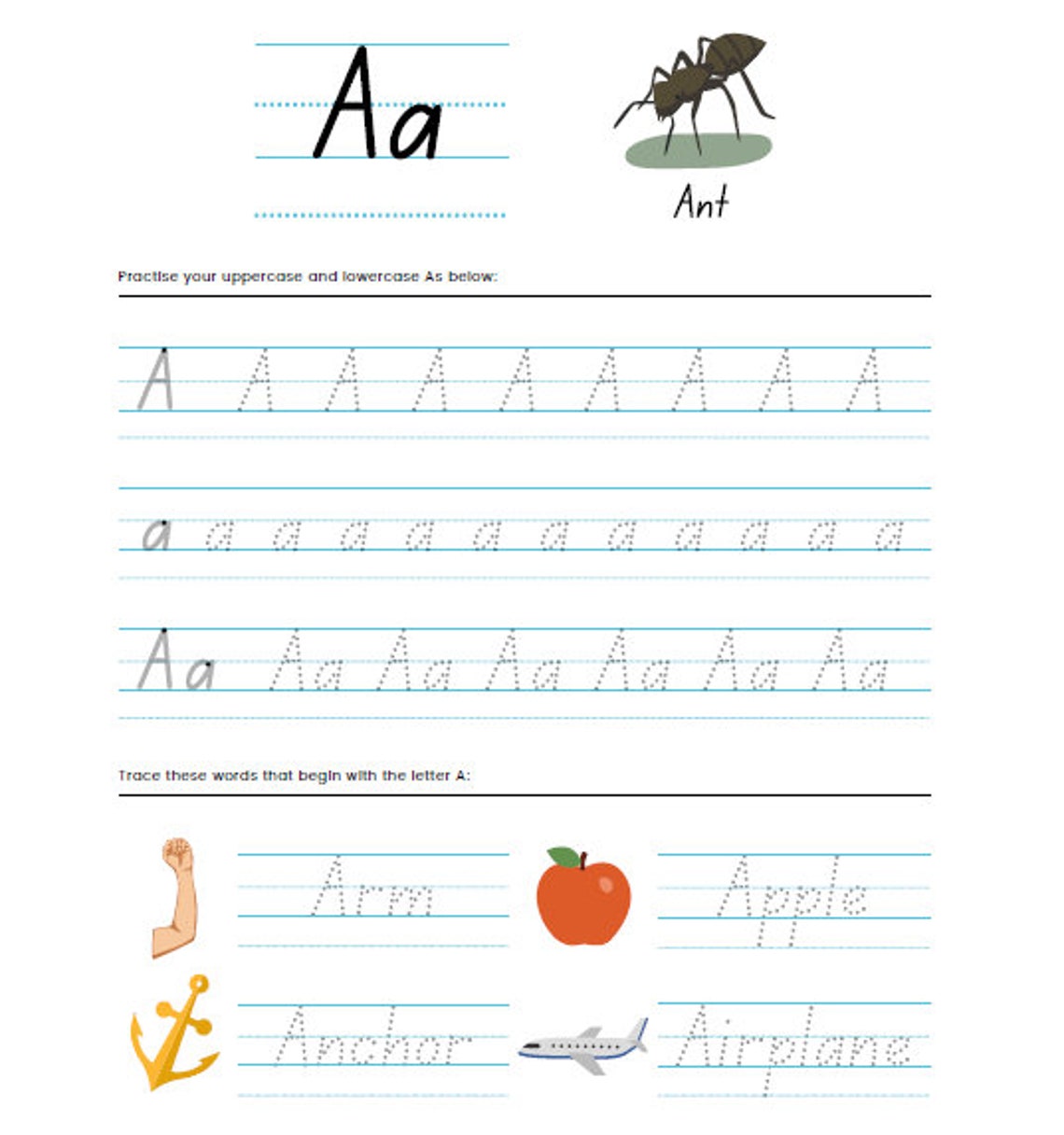 27 Page Alphabet and Word Tracing Workbook - Etsy