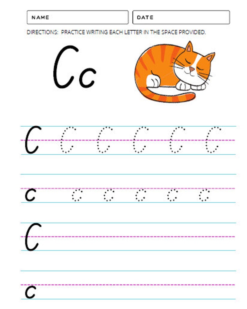 28 Page Alphabet Tracing Colored Printable Digital Download Workbook A ...