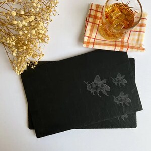 Honey Bee - Two Natural Slate Placemats (set of 2), Slate Table Mats ...