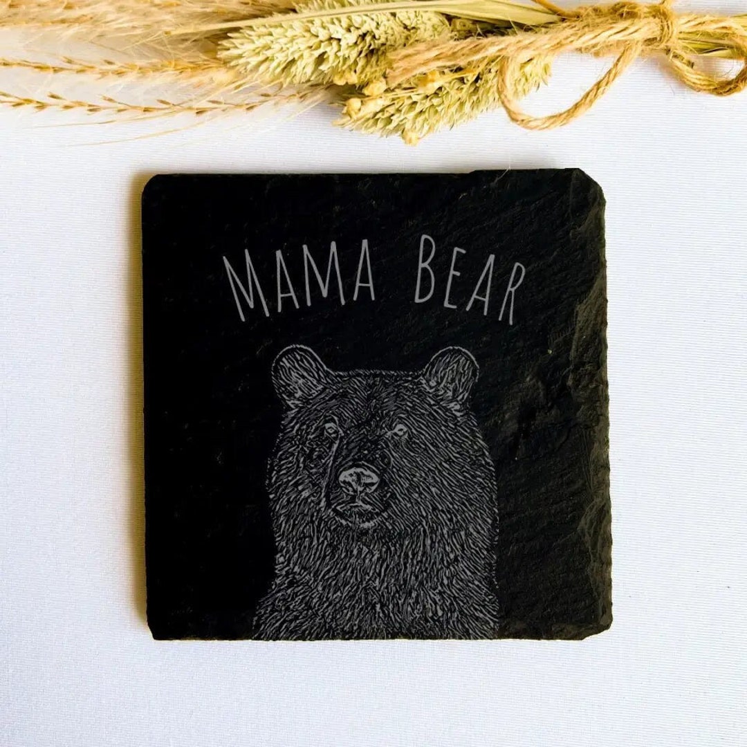 Personalised Bear Sketch Coaster: Artisan Handcrafted Engraved Slate ...