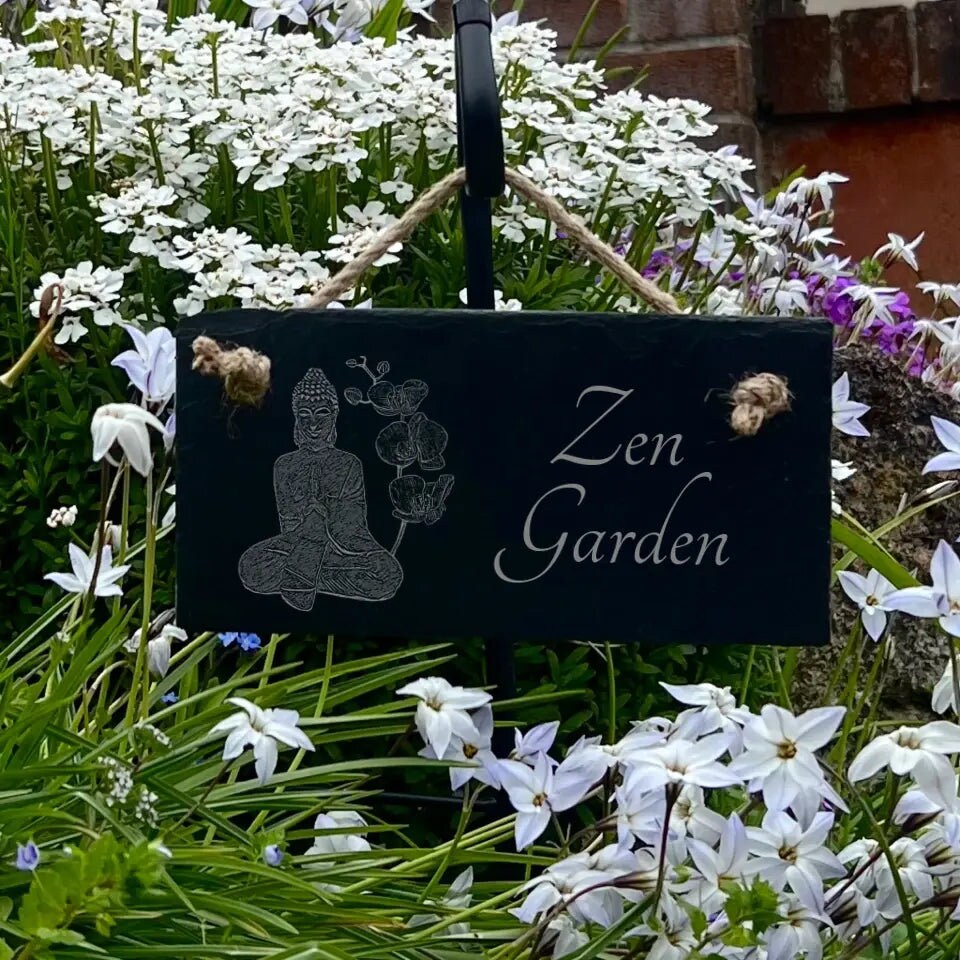 Zen Garden Natural Slate Garden Sign Buddha Sign Zen - Etsy