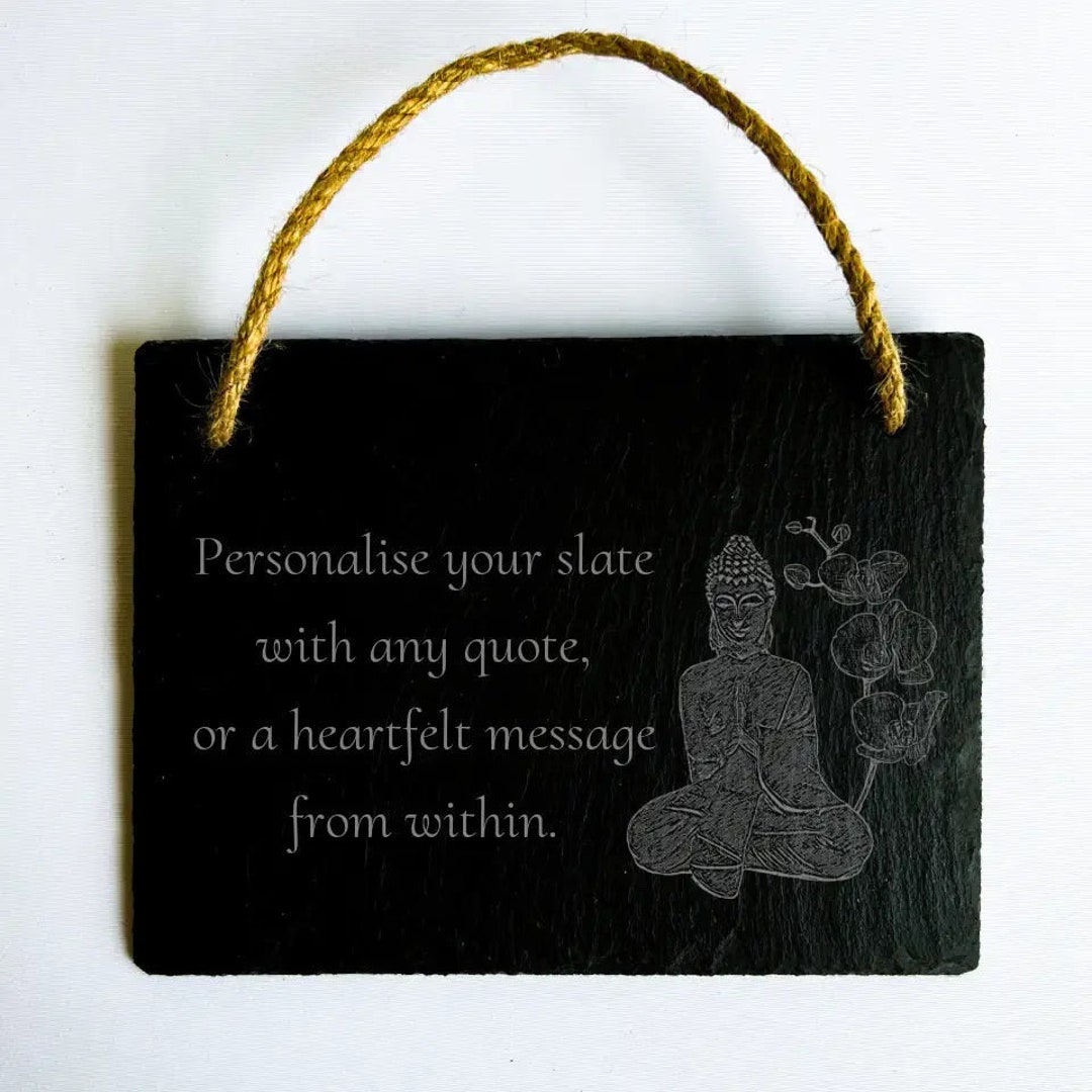 Custom Zen Buddha Garden Slate Sign - Personalised Meditation Gift ...