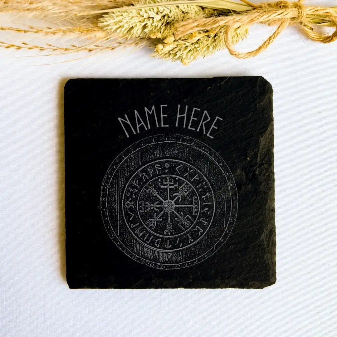 Personalised Viking Compass Shield - Natural Slate Coaster (1 Coaster ...