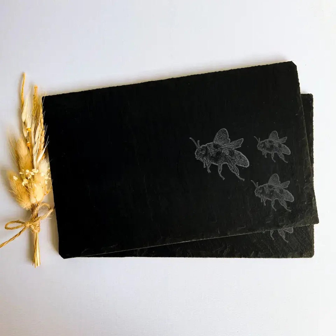 Honey Bee - Two Natural Slate Placemats (set of 2), Slate Table Mats ...