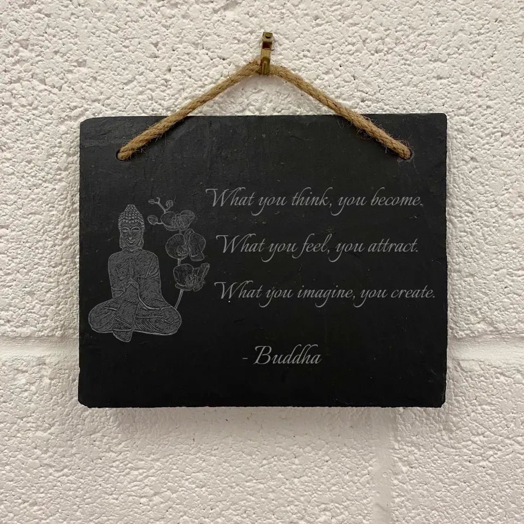 Buddha Quote Natural Slate Hanging Sign Buddha Sign - Etsy