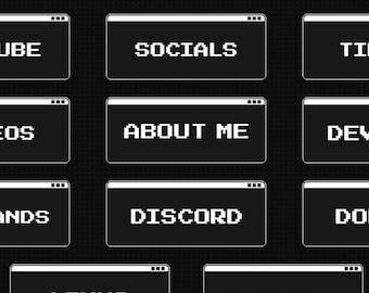 Animated BLACK and White DARK RETRO Twitch Overlay Package Minimal Dark ...