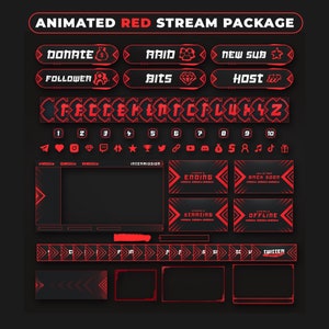 Animated RED Twitch Overlay Package Minimal Red Twitch Theme Red Stream Overlay Pack - Etsy