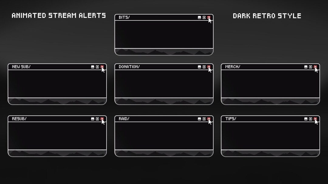 Animated Alerts for Twitch Streaming Dark Retro Computer Twitch Alerts ...