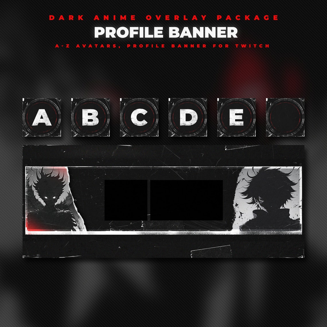 Dark ANIME STREAM OVERLAY Pack Animated / Dark Anime Twitch Pack ...