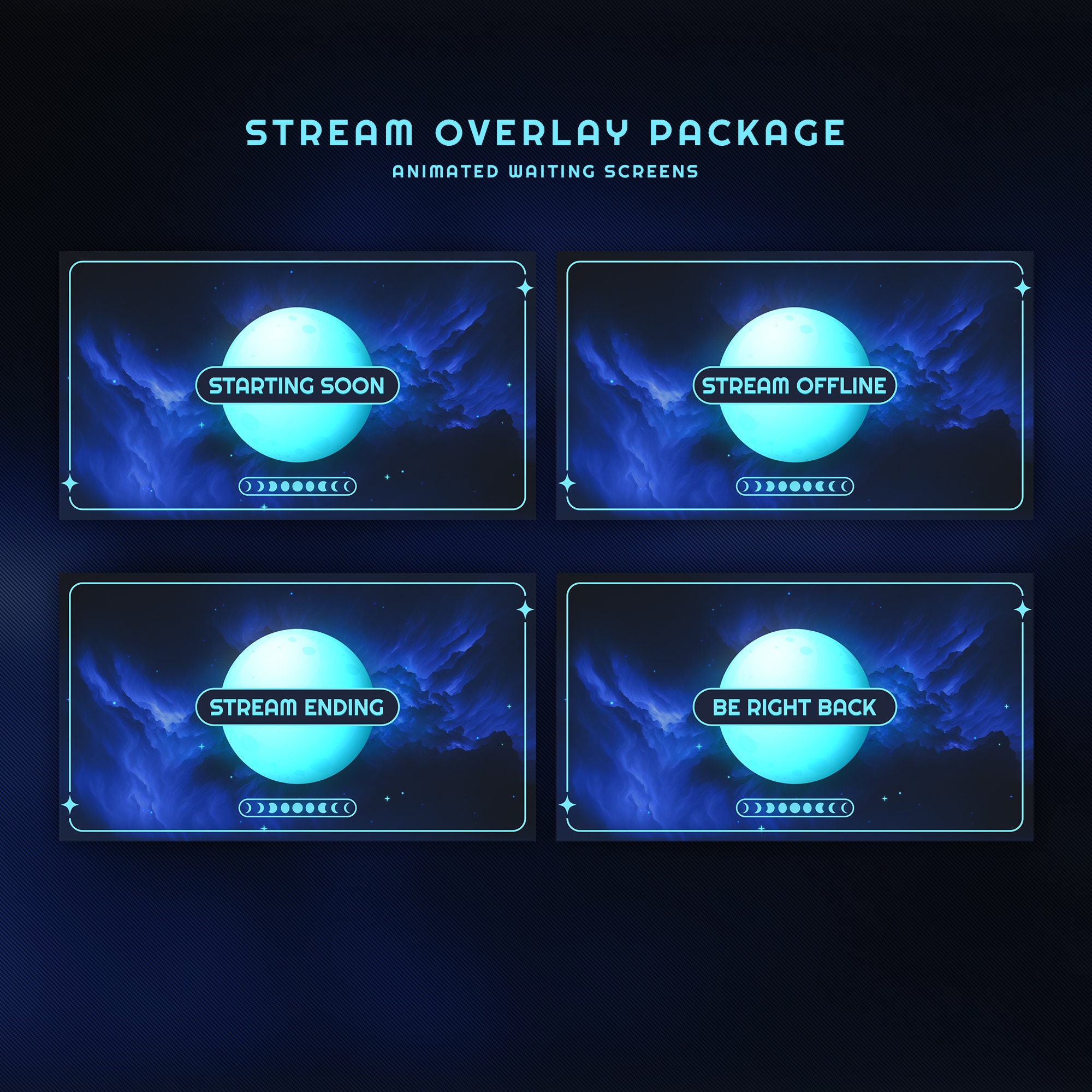 Animated Stream Package Stream Overlay Transition Panels Dark Blue ...