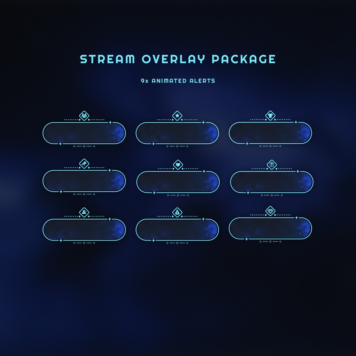 Animated Stream Package Stream Overlay Transition Panels Dark Blue ...