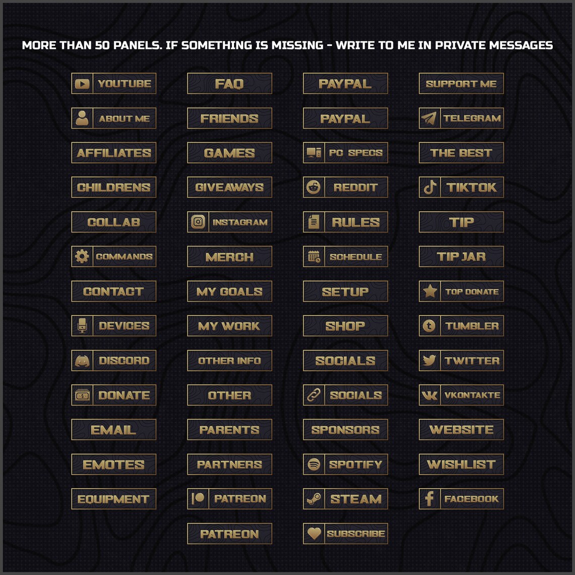 Gray, Gold, Clean Animated Twitch Topographic Style Overlay Complete ...