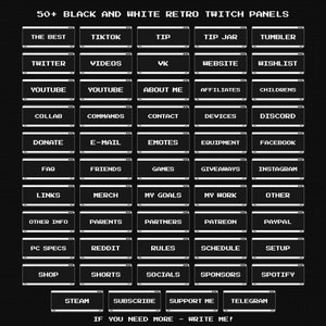 Animated BLACK and White DARK RETRO Twitch Overlay Package Minimal Dark ...