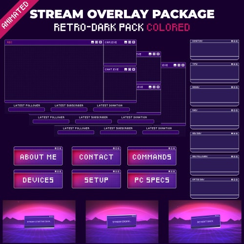 Animated PURPLE STREAM OVERLAY Package Minimal Purple Twitch - Etsy