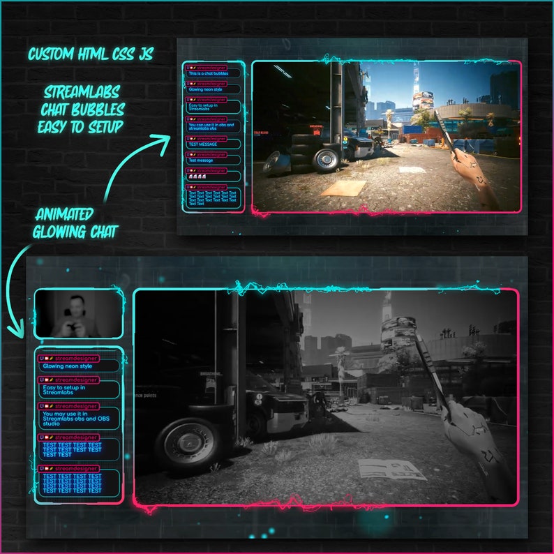 Overlays Stream Animated Neon Style Twitch Package - Etsy