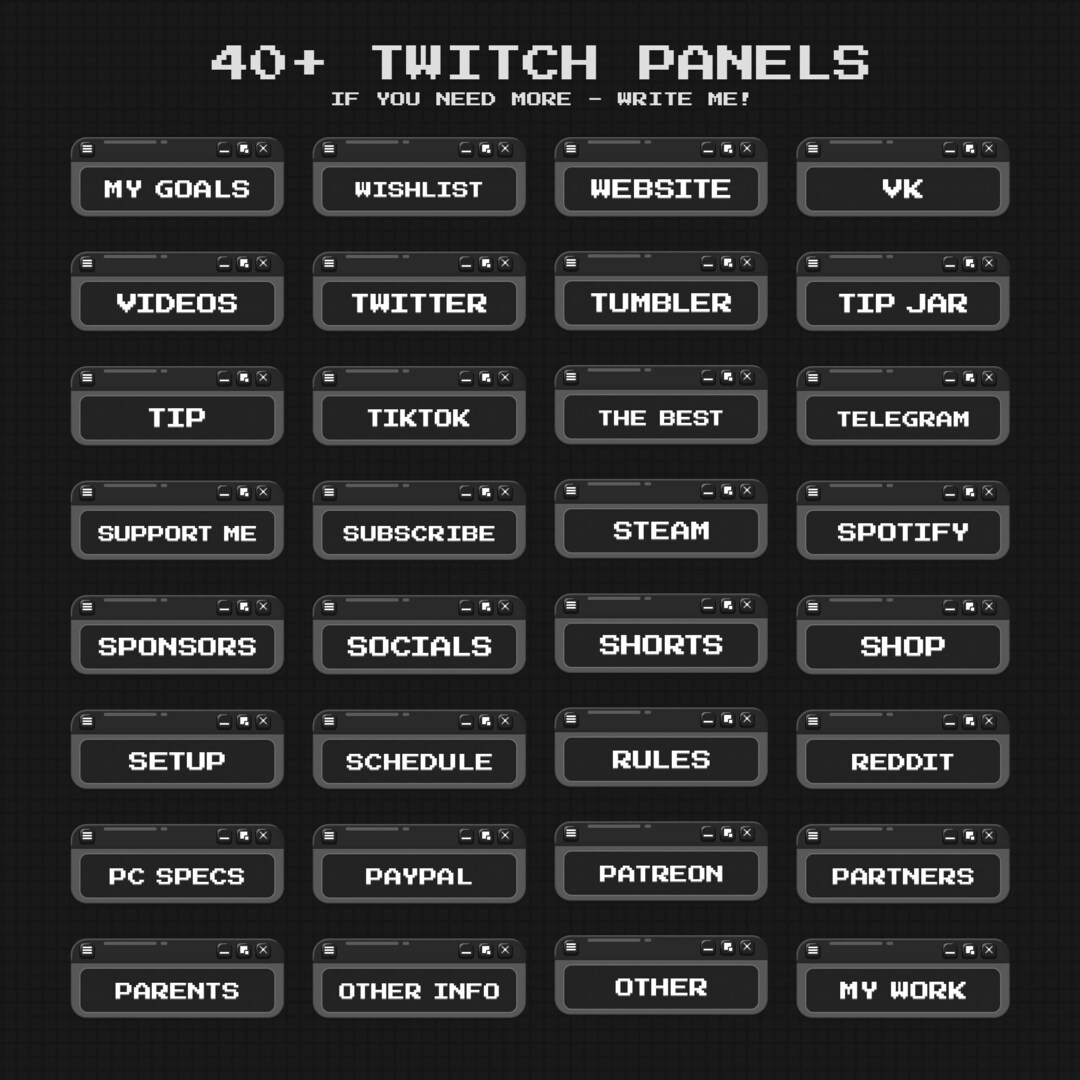 DARK RETRO Lofi Computer Twitch PANELS - Etsy