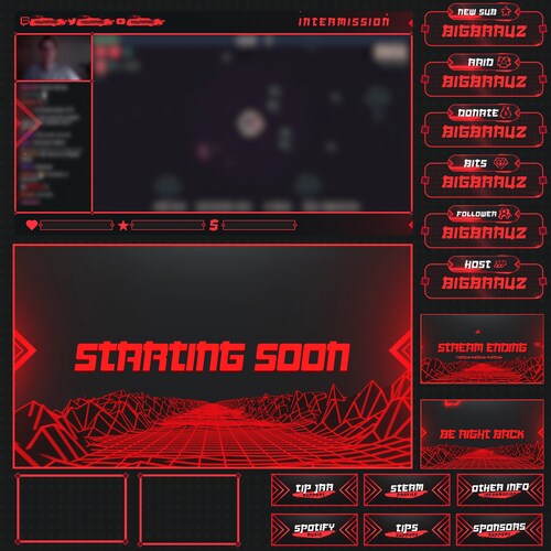Animated RED Twitch Overlay Package Minimal Red Twitch Theme - Etsy