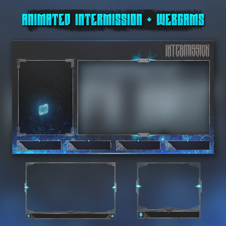 Animated Viking / Dark Blue Twitch Overlay Package Screens - Etsy