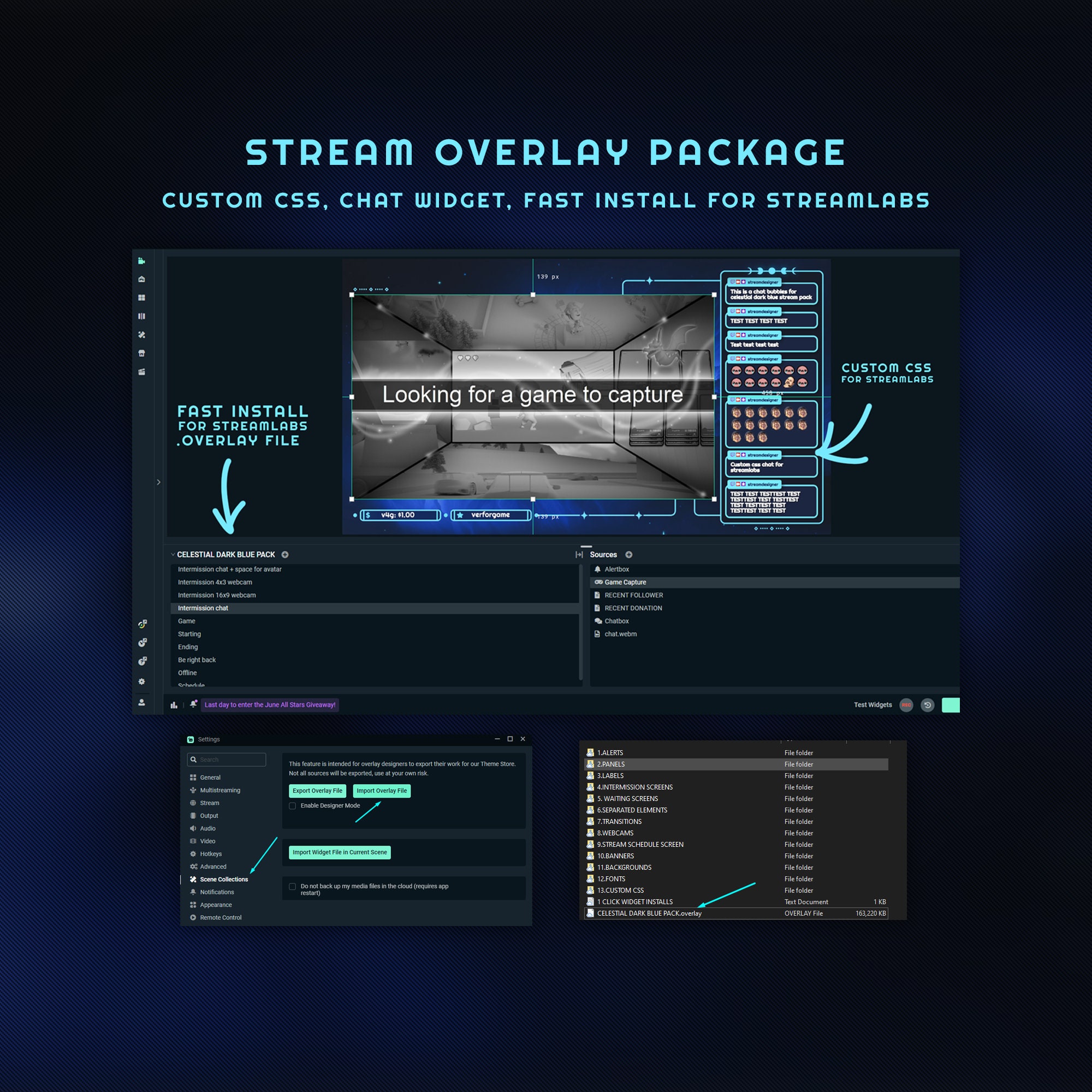 Animated Stream Package Stream Overlay Transition Panels Dark - Etsy
