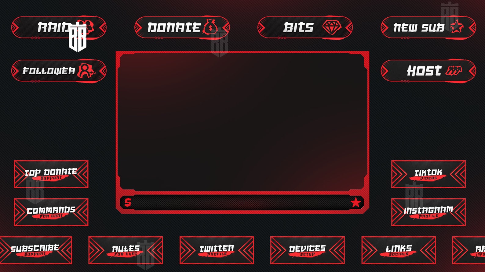 Animated RED Twitch Overlay Package Minimal Red Twitch Theme - Etsy
