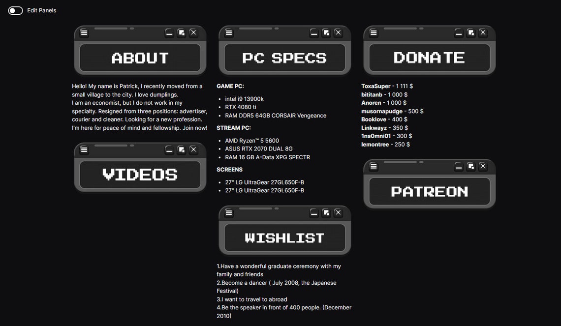 DARK RETRO Lofi Computer Twitch PANELS - Etsy