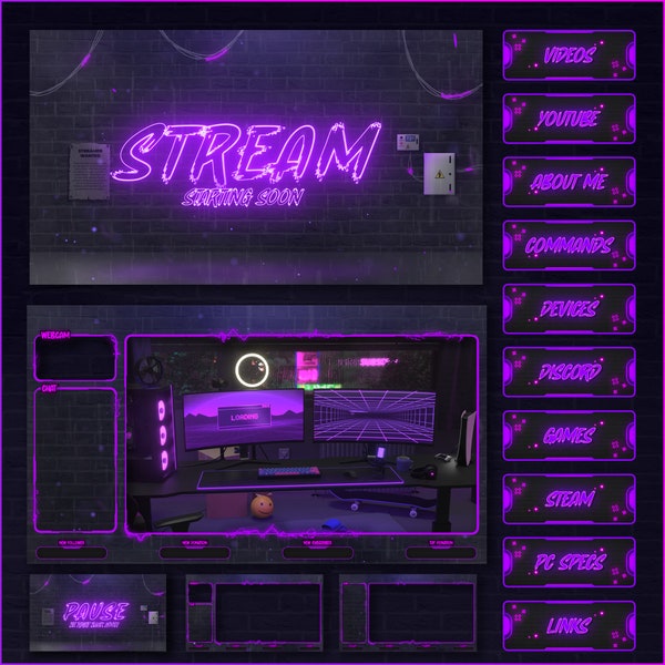 Purple Twitch Overlay - Etsy