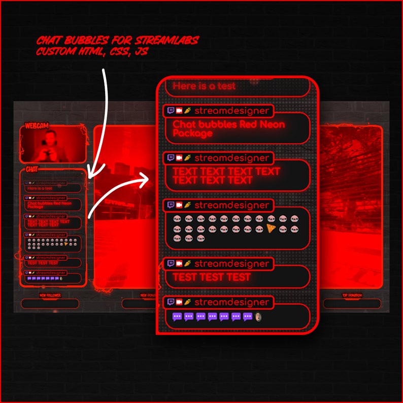 Overlays Stream Animated RED Neon Style Twitch Package - Etsy