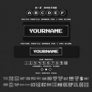 Animated BLACK and White DARK RETRO Twitch Overlay Package Minimal Dark ...
