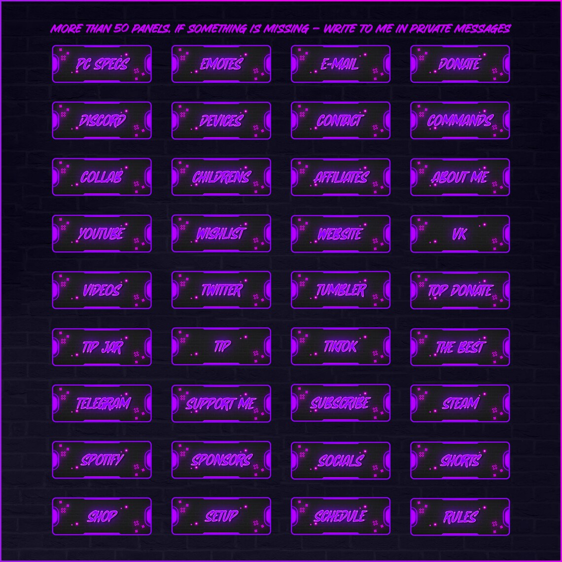 Overlays Stream Animated PURPLE Neon Style Twitch Package - Etsy