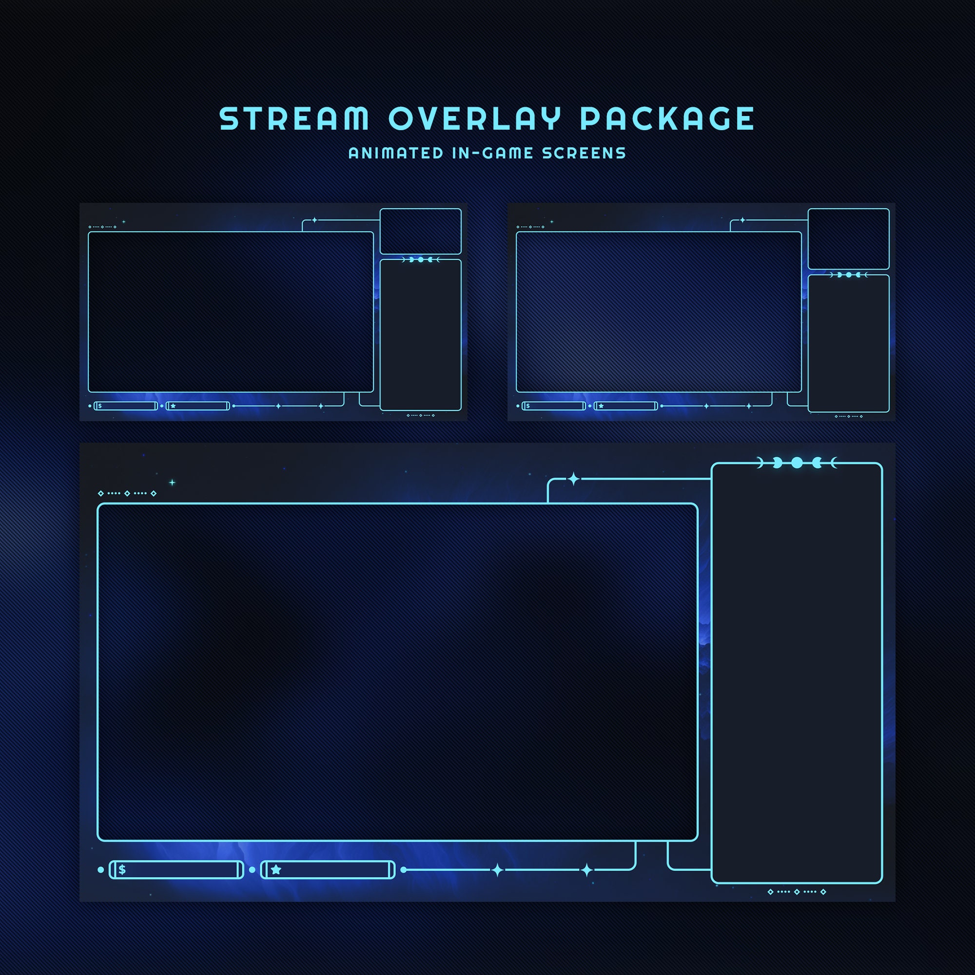 Animated Stream Package Stream Overlay Transition Panels Dark Blue ...