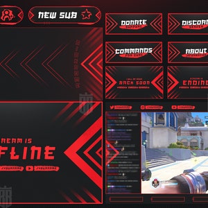 Animated RED Twitch Overlay Package Minimal Red Twitch Theme - Etsy
