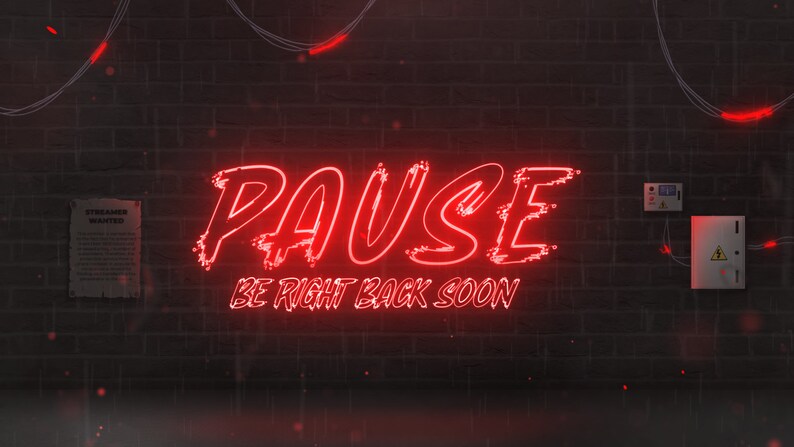 ANIMATED STREAM SCREENS X4 Red Neon Screens for Twitch Starting Ending ...