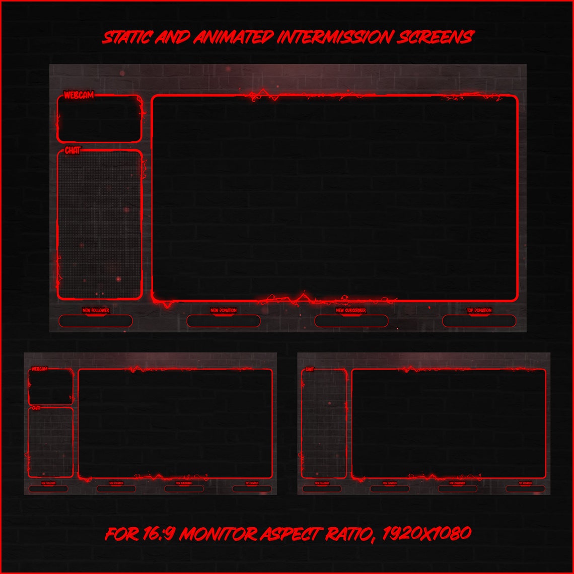 Overlays Stream Animated RED Neon Style Twitch Package - Etsy