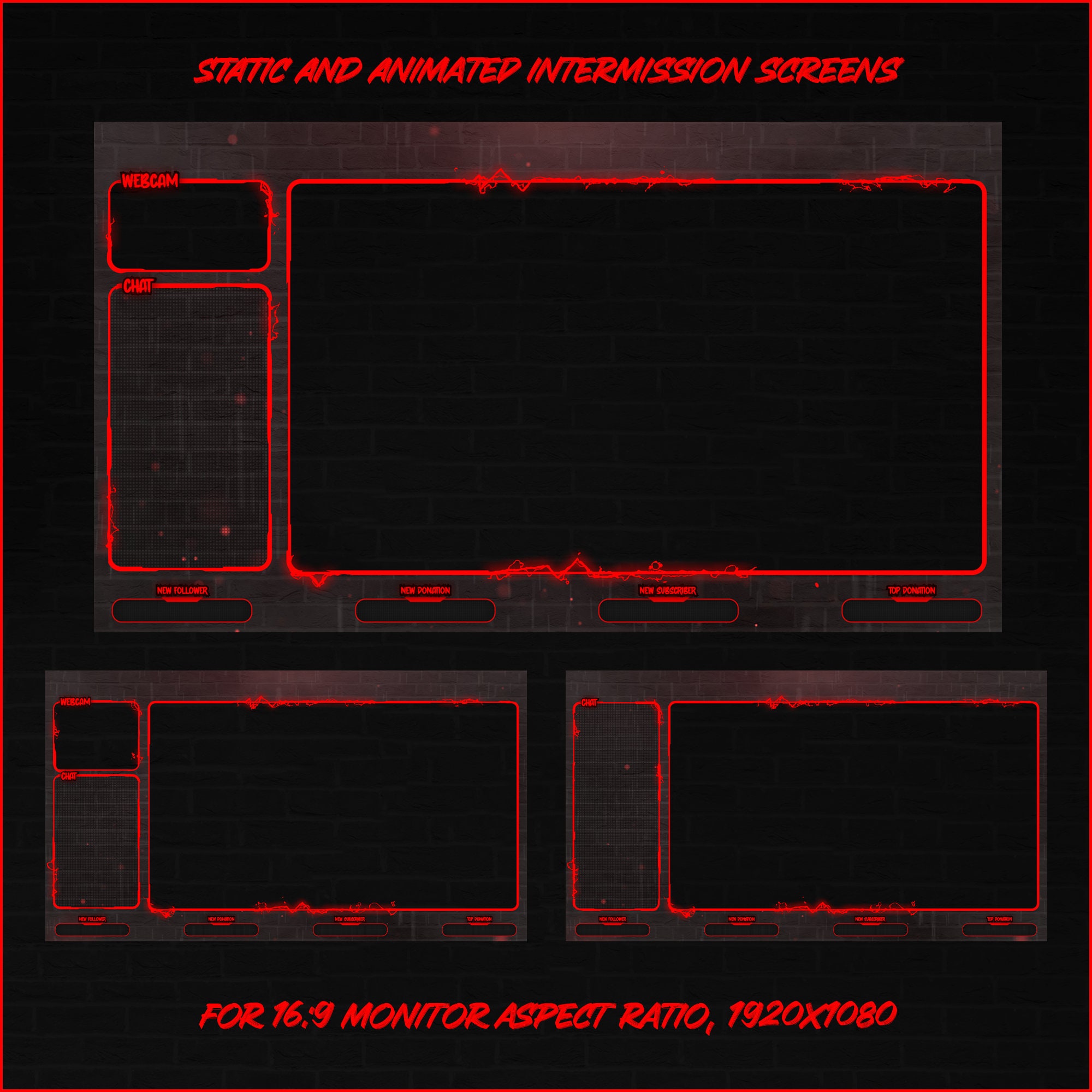 Overlays Stream Animated RED Neon Style Twitch Package - Etsy