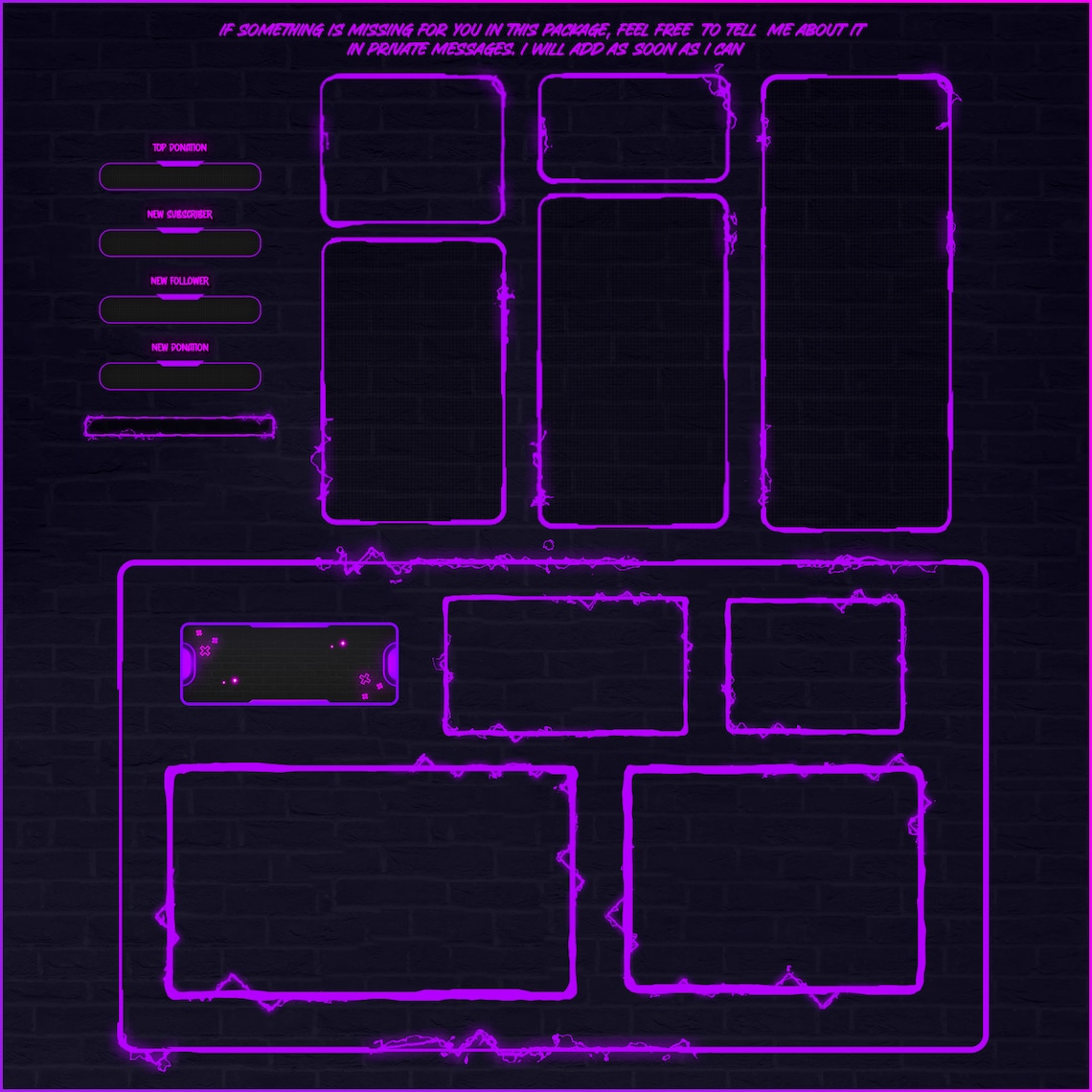 Overlays Stream Animated PURPLE Neon Style Twitch Package - Etsy