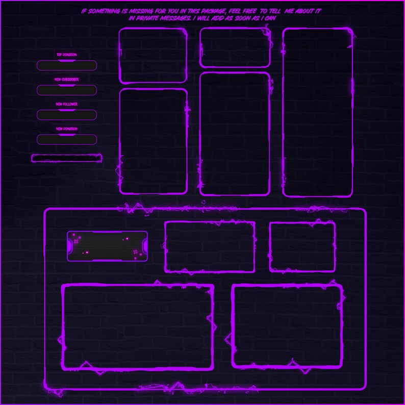 Overlays Stream Animated PURPLE Neon Style Twitch Package - Etsy