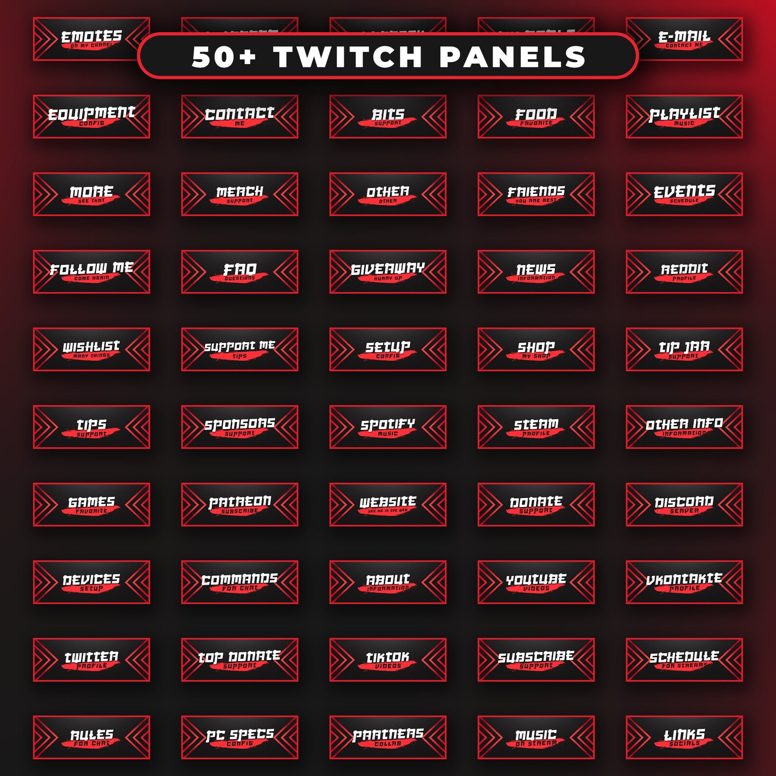 Animated RED Twitch Overlay Package Minimal Red Twitch Theme Red Stream ...