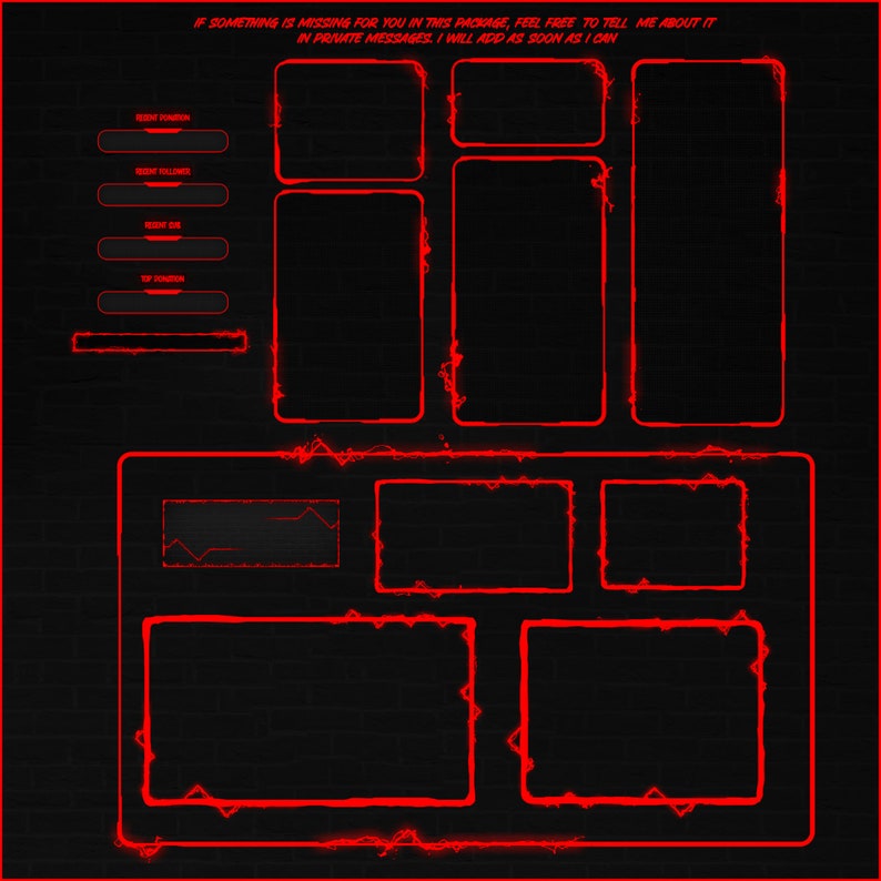 Overlays Stream Animated RED Neon Style Twitch Package - Etsy