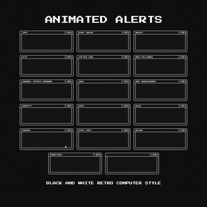 Animated BLACK and White DARK RETRO Twitch Overlay Package Minimal Dark ...