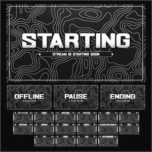 Animated Black and White Stream Overlays Package for Twitch, Youtube ...
