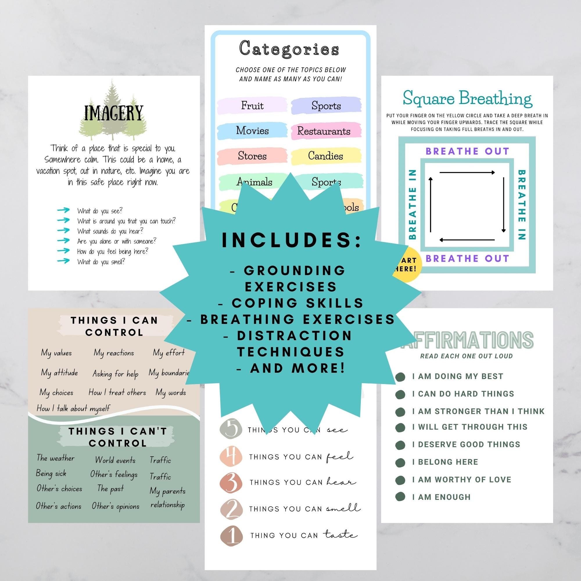 Anxiety Coping Skills Flash Cards Bundle, Resources for Teachers ...