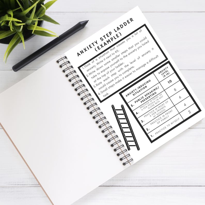 Anxiety Step Ladder Worksheet, Recognizing Anxiety, Managing Difficult ...