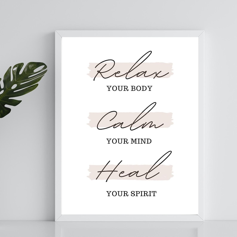 Relax Calm Heal Motivational Poster Office Decor Therapist Wall Art ...