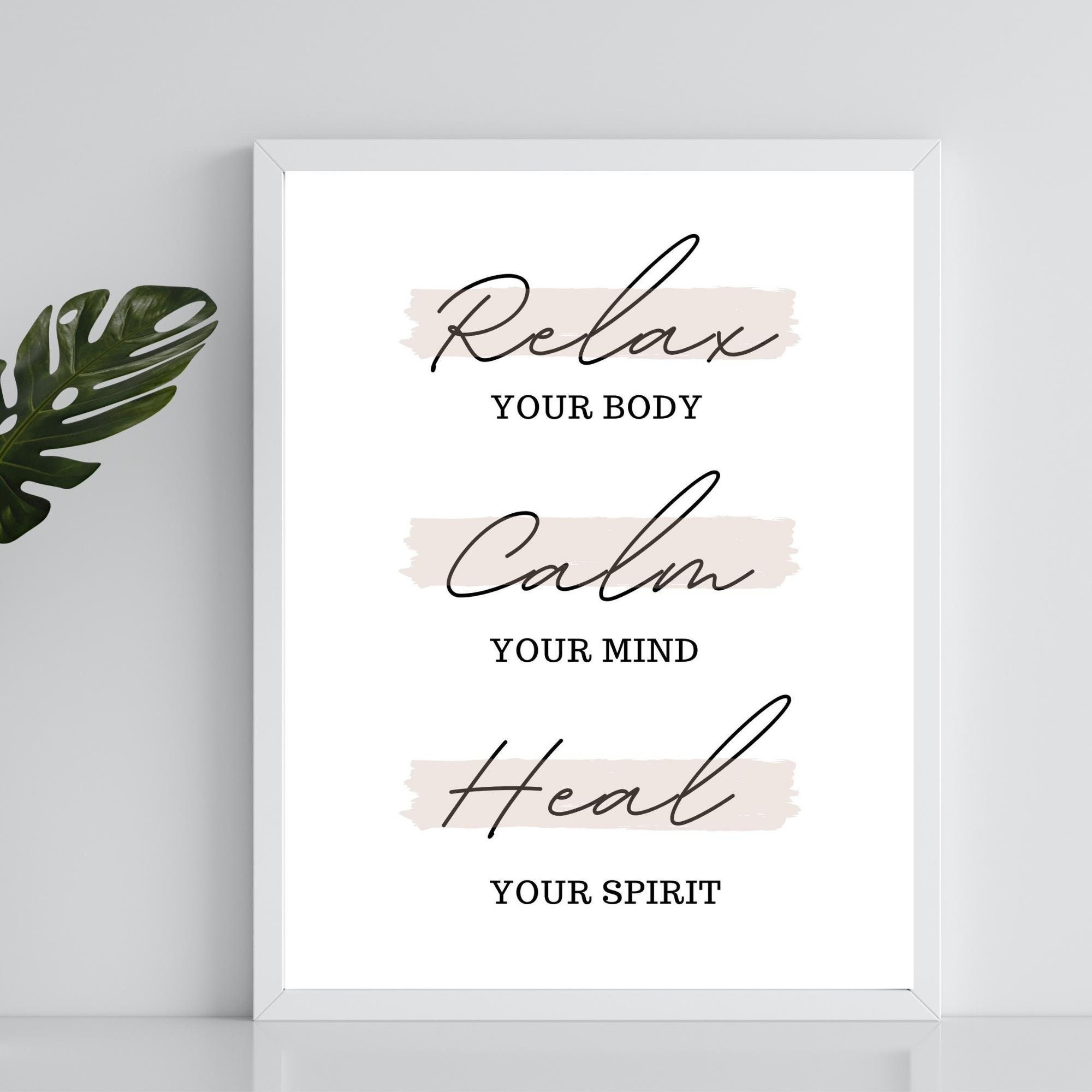Relax Calm Heal Motivational Poster Office Decor Therapist Wall Art ...